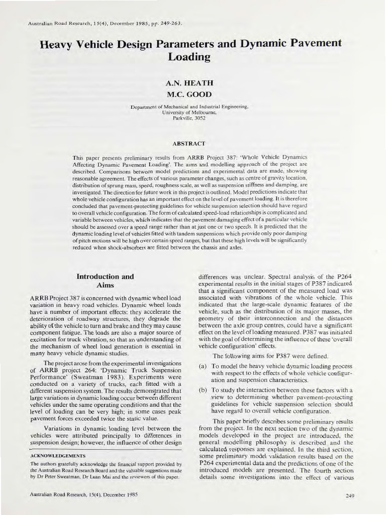 Heavy Vehicle Design Parameters and Dynamic Pavement | PDF | Spectral ...