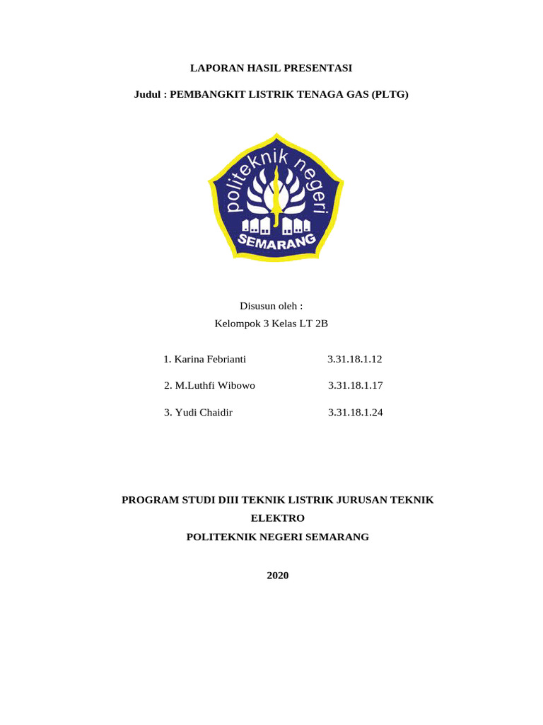 Laporan Hasil Presentasi PLTG | PDF
