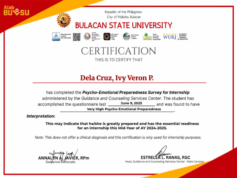 Dela Cruz, Ivy Veron P. CAFA PEPSI Cert. Mid-Year 2024-2025 | PDF