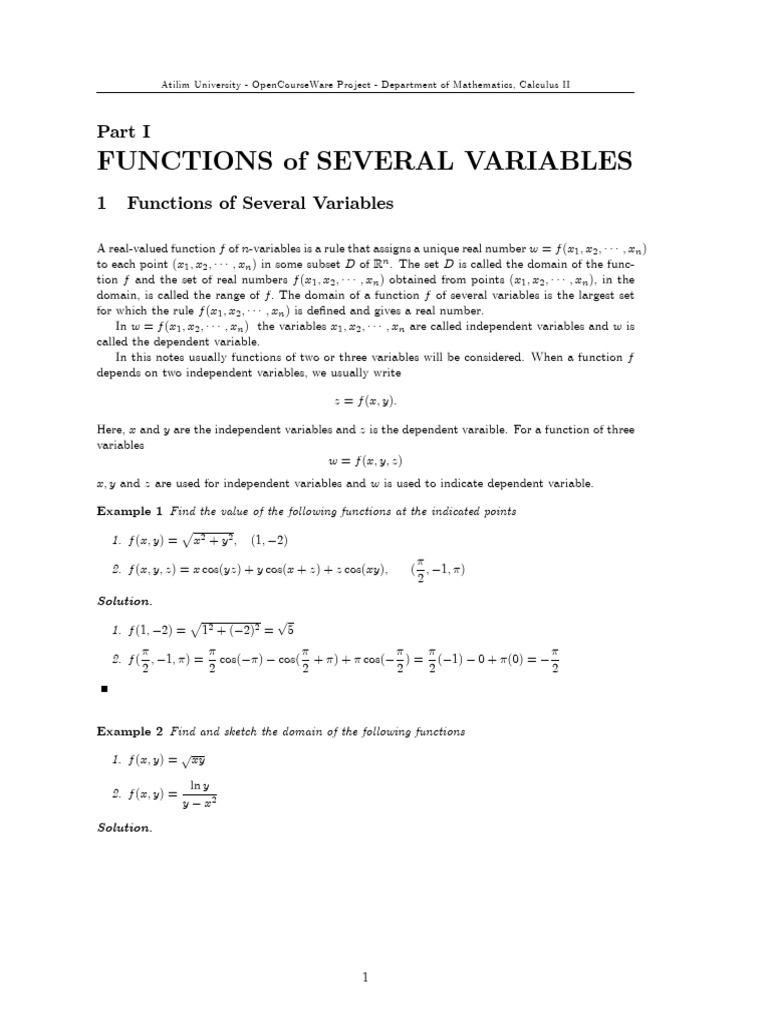 3-Functions of Several Variables | PDF | Derivative | Function ...