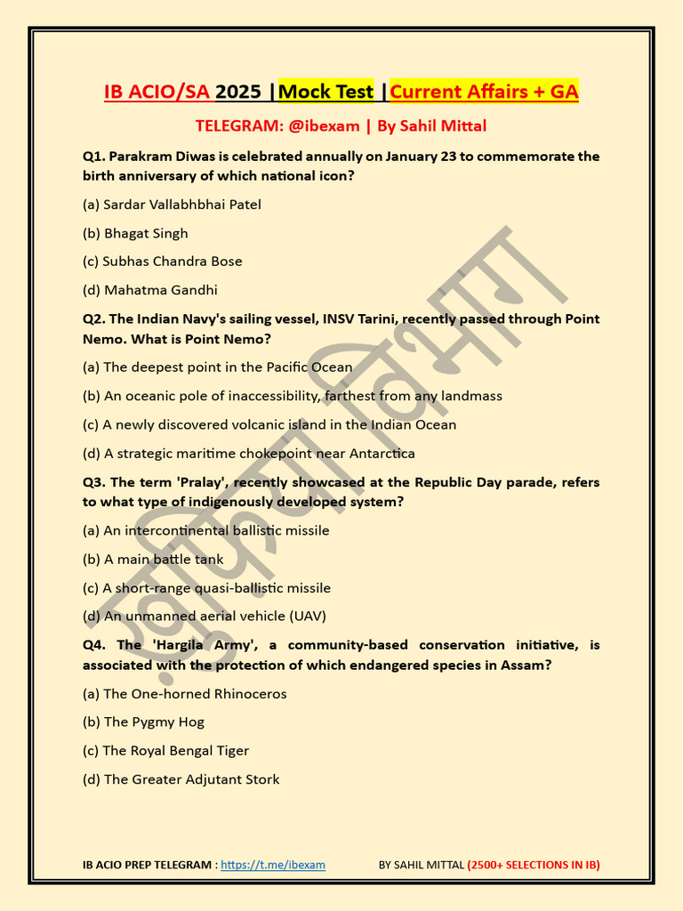 IB ACIO 2025 Mock Test 28 August 2025 | PDF | Graphics Processing Unit ...