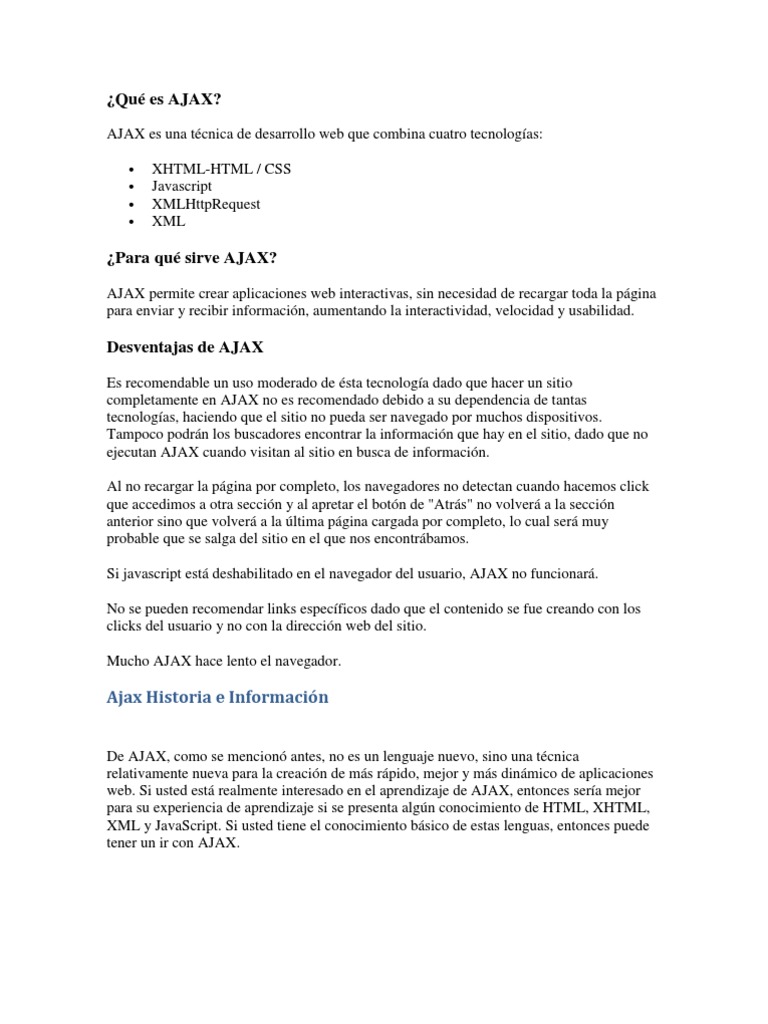 Qué Es Ajax Pdf Ajax Programación Servidor Web 