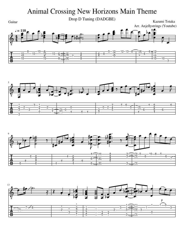 Animal Crossing Guitar Theme Tab | PDF | Celtic Music | Pitch (Music)