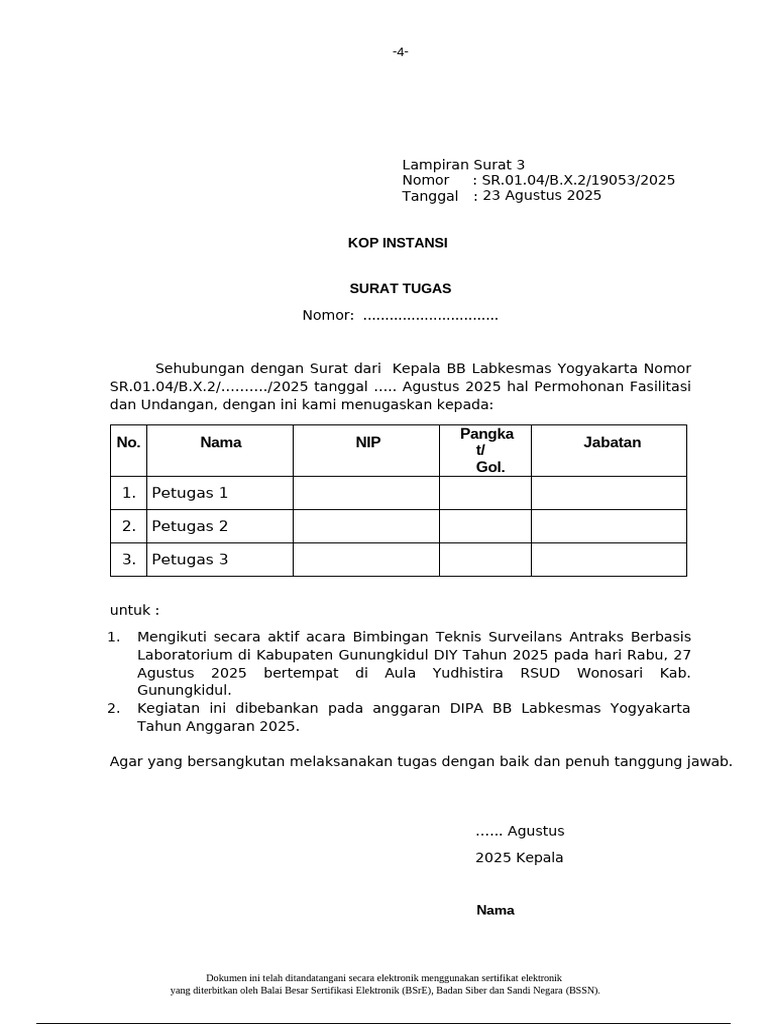 Contoh Surat Tugas dan Lampiran Word | PDF