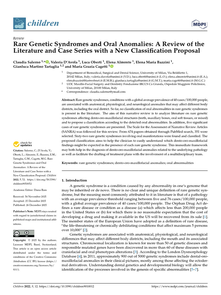 Rare Syndromes and Oral Anomalies Review | PDF | Dental Anatomy | Human ...