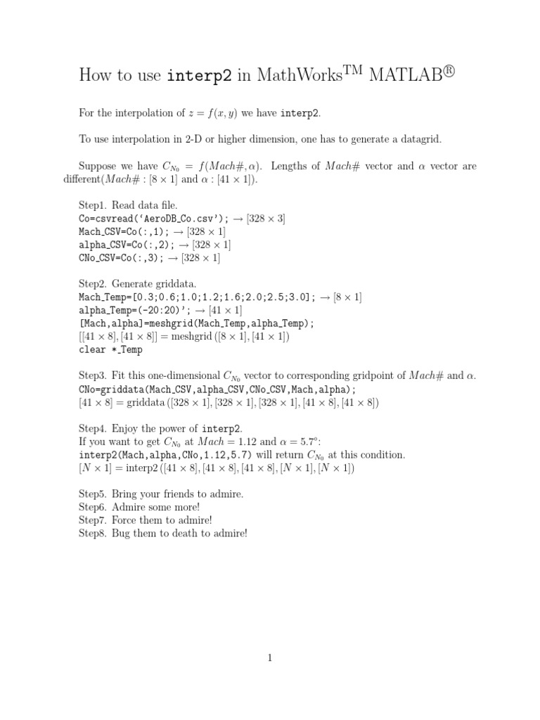 How to Use Interp2 | PDF