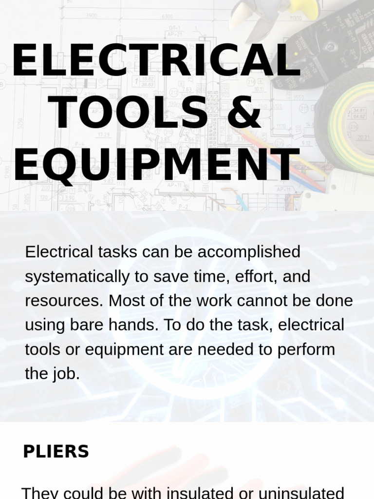 Electrical Tools and Equipment | PDF | Electrical Wiring | Insulator ...