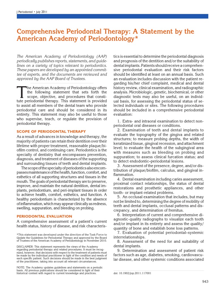 Periodontal Therapy Statement | Dental Implant | Periodontology