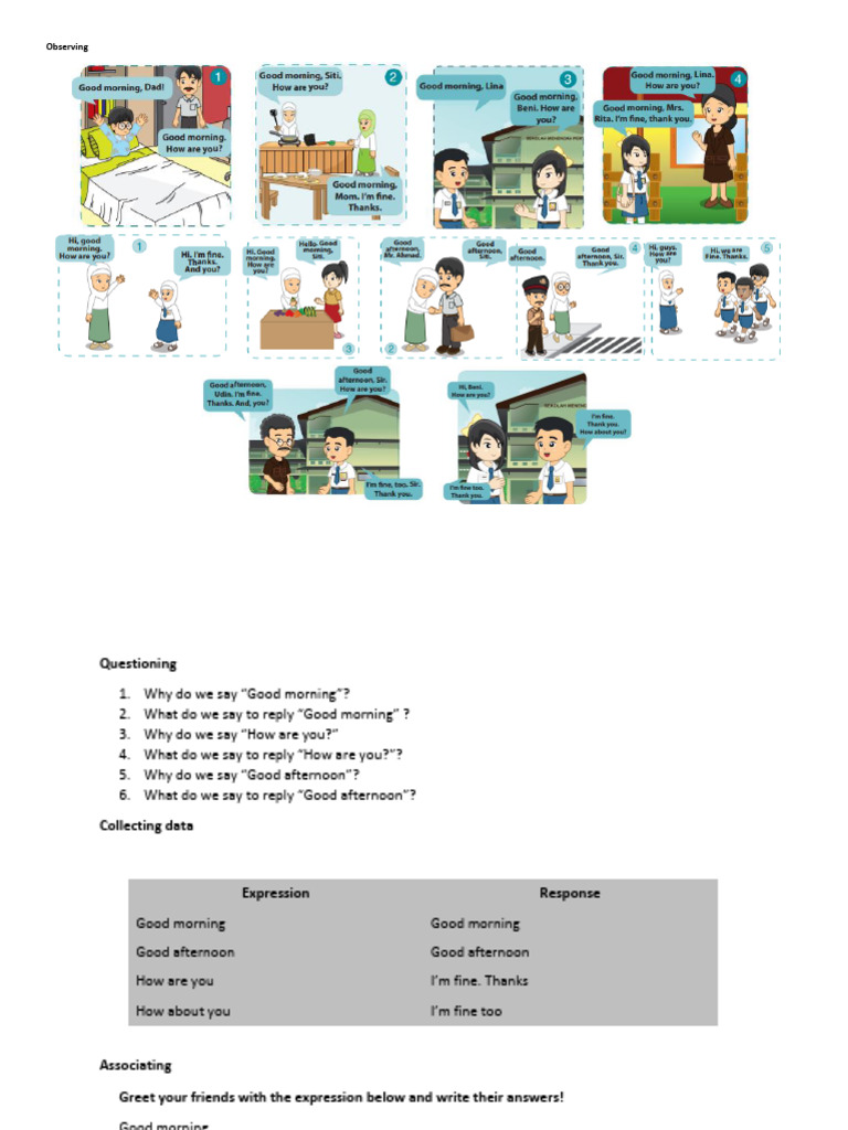 Essential Greetings and Responses Guide | PDF