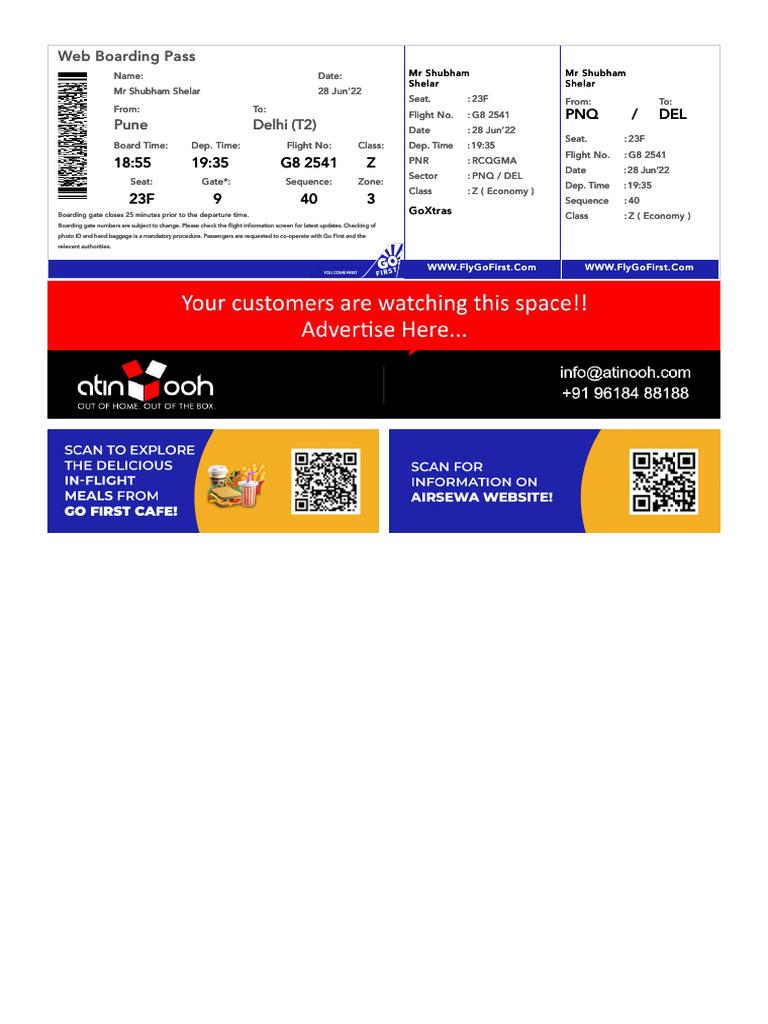 Boardingpass RCQGMA PNQDEL | PDF | Aviation