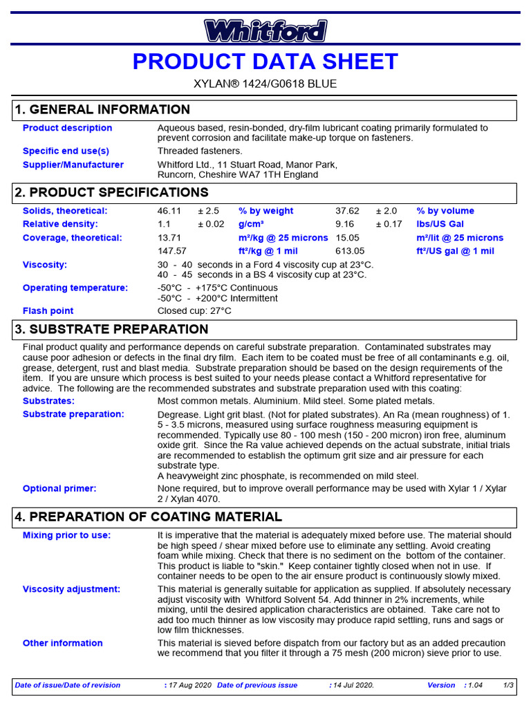 Xylan 1424 | PDF | Viscosity | Materials