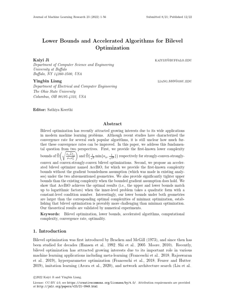 Lower Bounds and Accelerated Algorithms For Bilevel Optimization | PDF | Mathematical ...