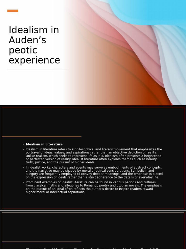 Idealism in Auden's Peotic Experience | PDF | Idealism | Realism (Arts)
