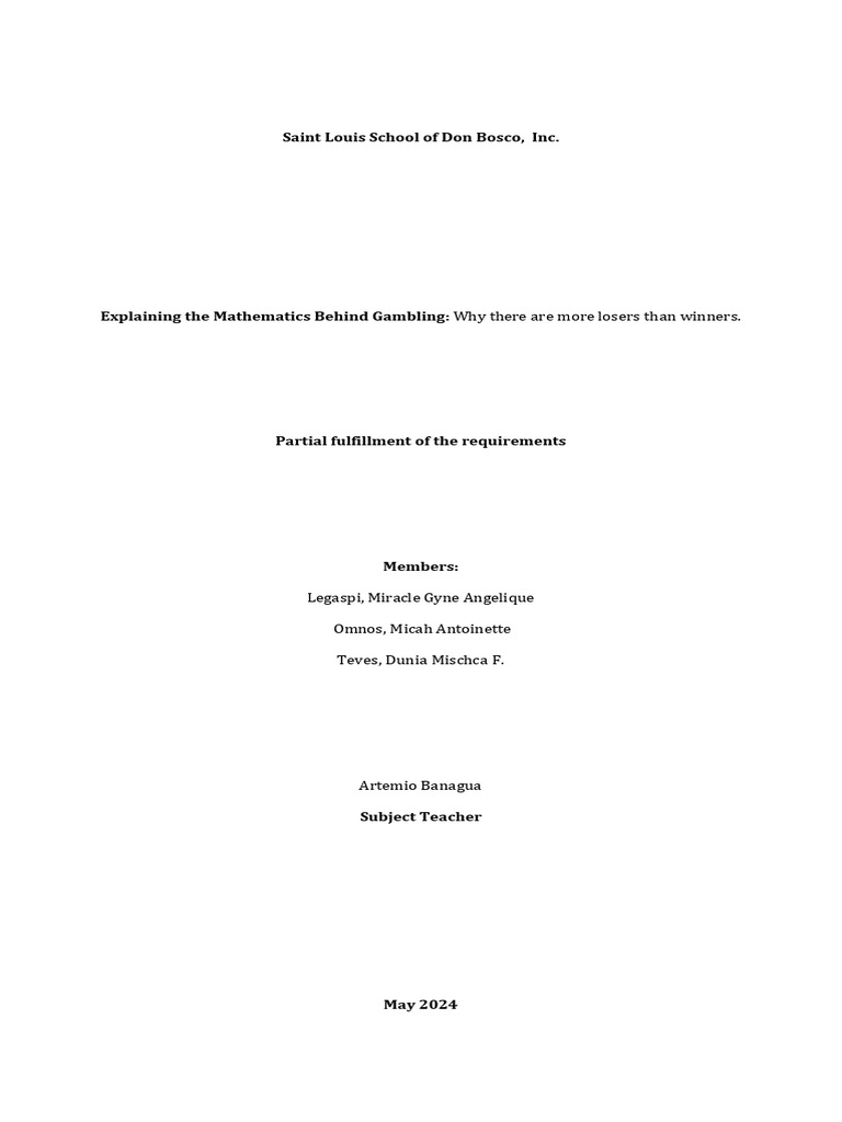 Math Behind Gambling Losses Explained | PDF