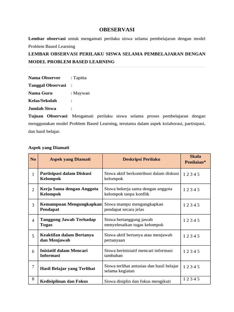 Lembar Kerja PTK | PDF