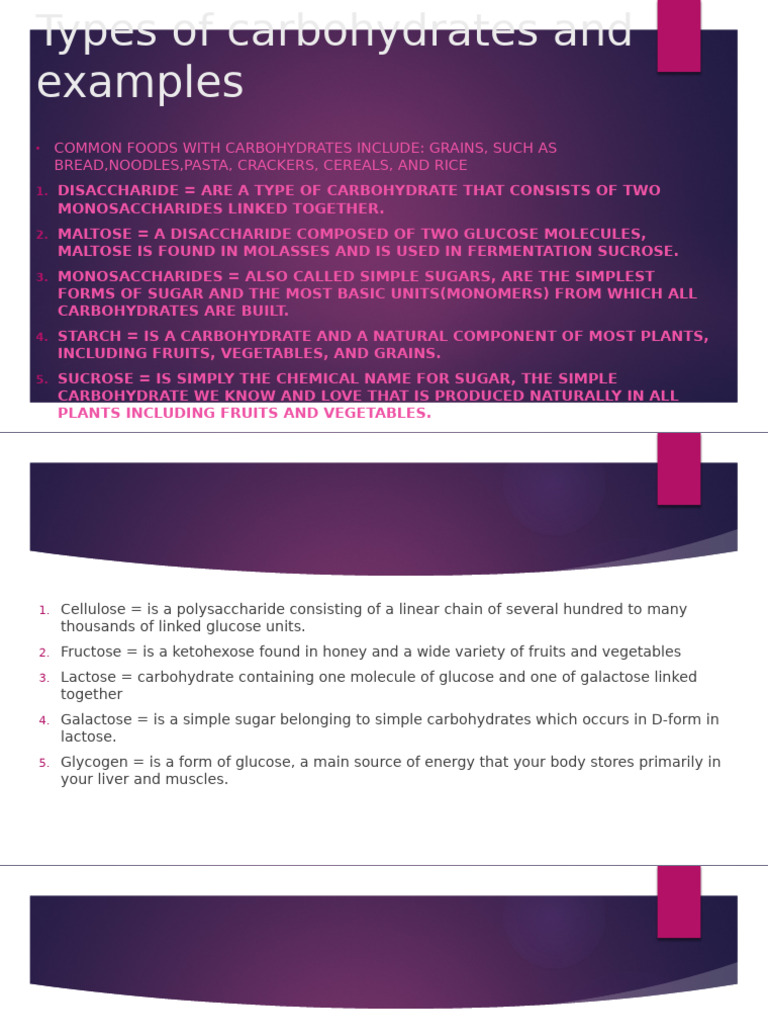 Types and Examples of Carbohydrates | PDF