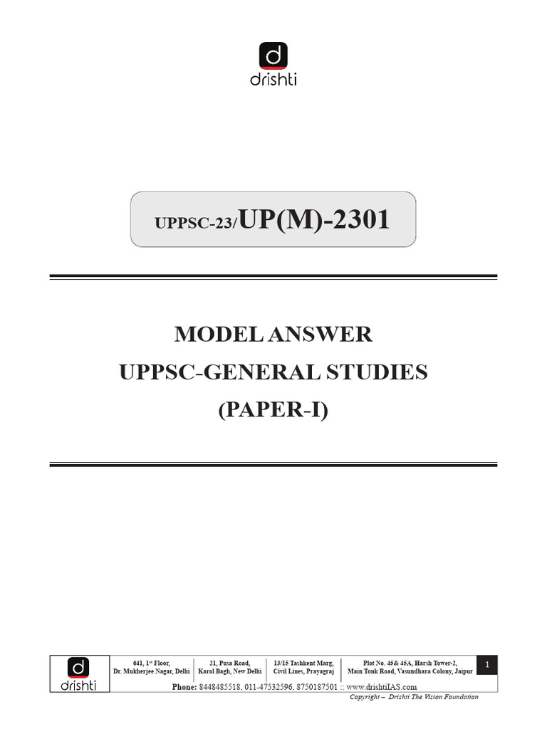 UPPSC General Studies Model Answers | PDF | Cyclone | Plate Tectonics