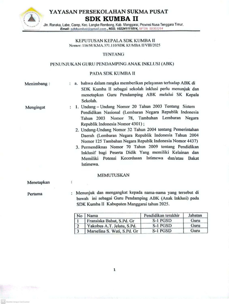 SK Pendamping Abk SDK Kumba 2 | PDF