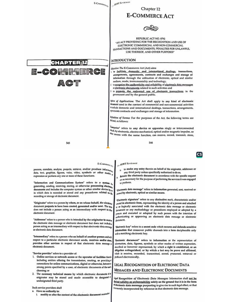 RFBT12. E-Commerce Act | PDF