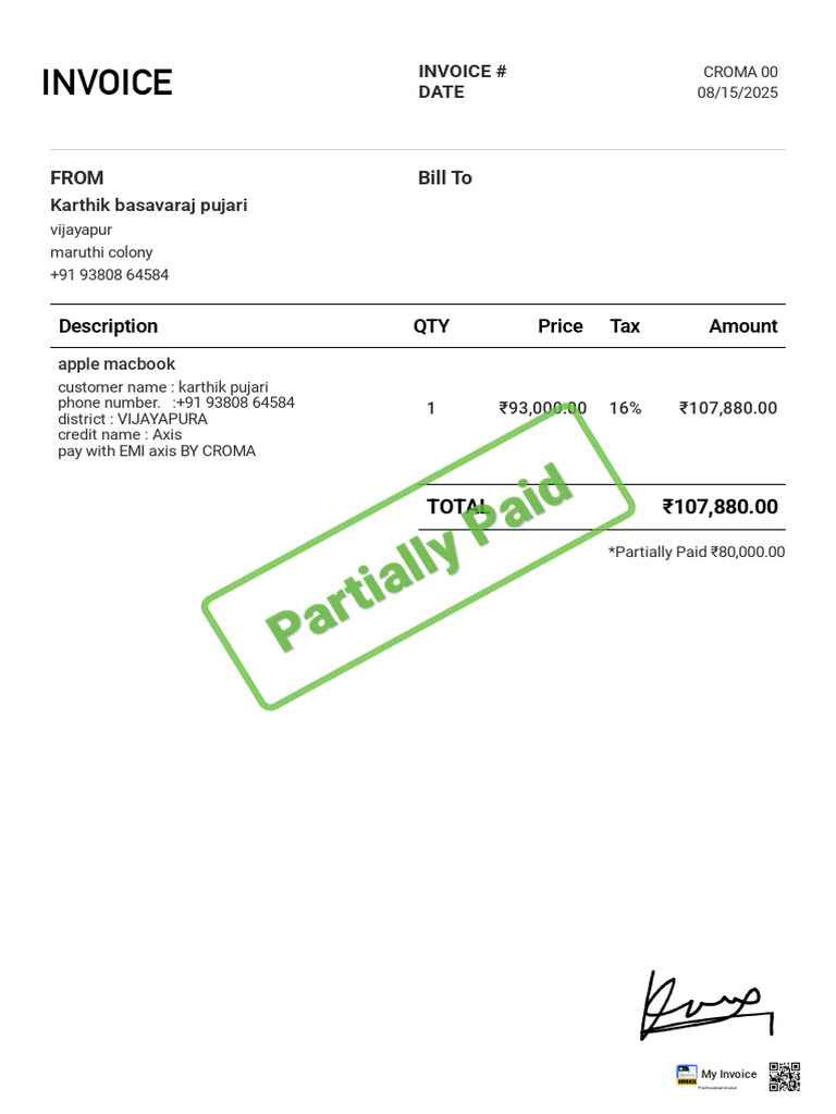 Croma Invoice for MacBook Purchase | PDF