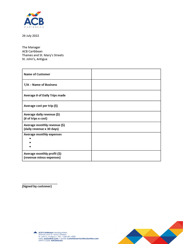 ACB Taxi Revenue and Expense Summary | PDF