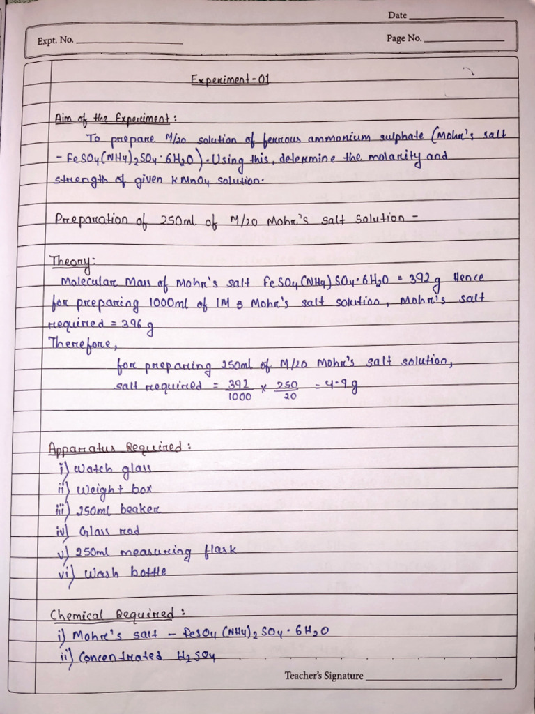 Chemistry Practical Record | PDF