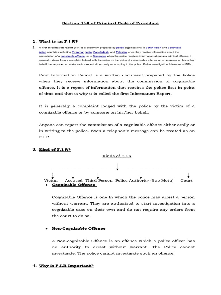 Section 154 of Criminal Code of Procedure | PDF | Crimes | Crime & Violence
