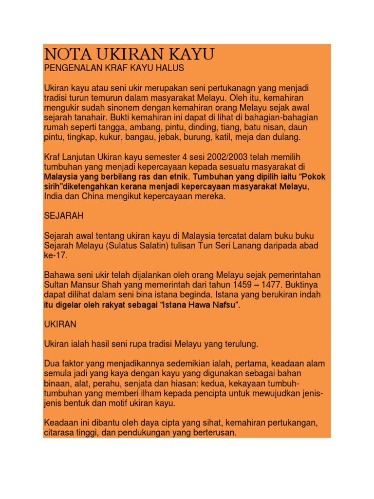 Nota Ukiran Kayu | PDF