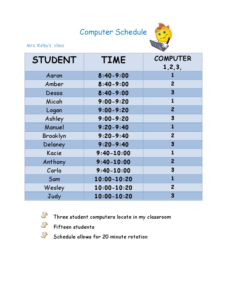 Mrs. Kirby's Computer Class Schedule | PDF