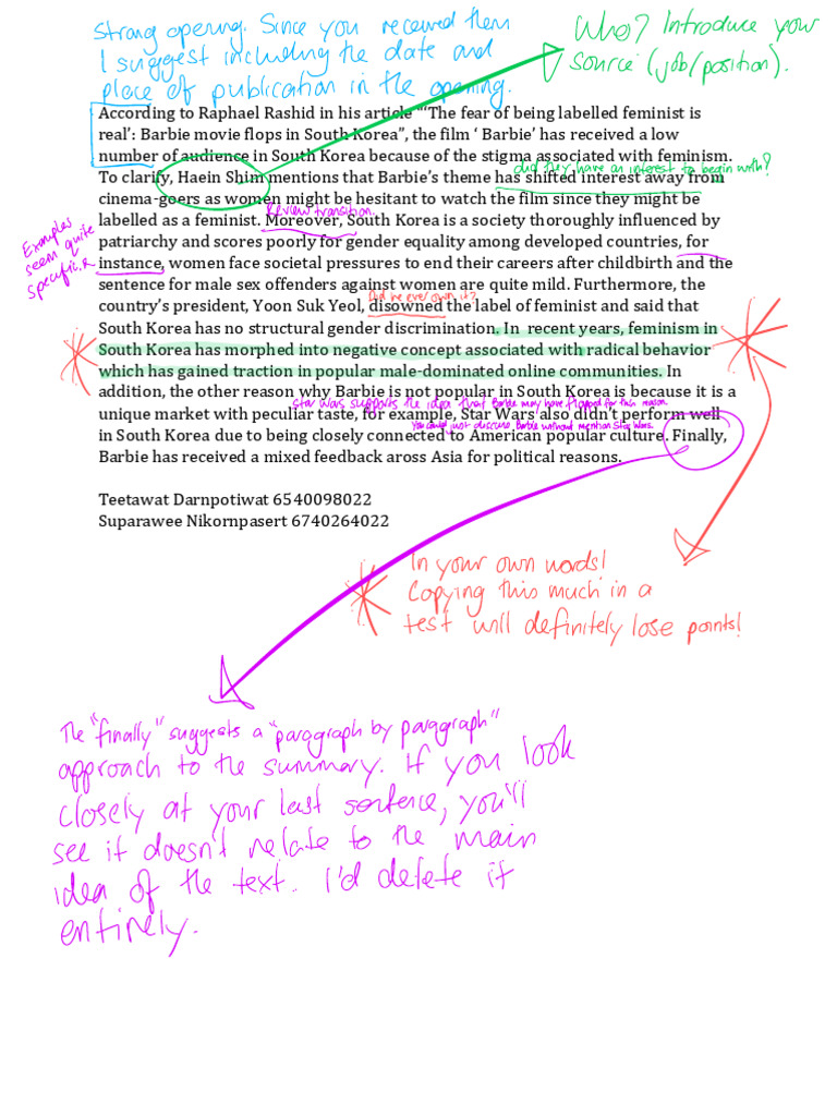 Edited - Pair Summary Practice | PDF