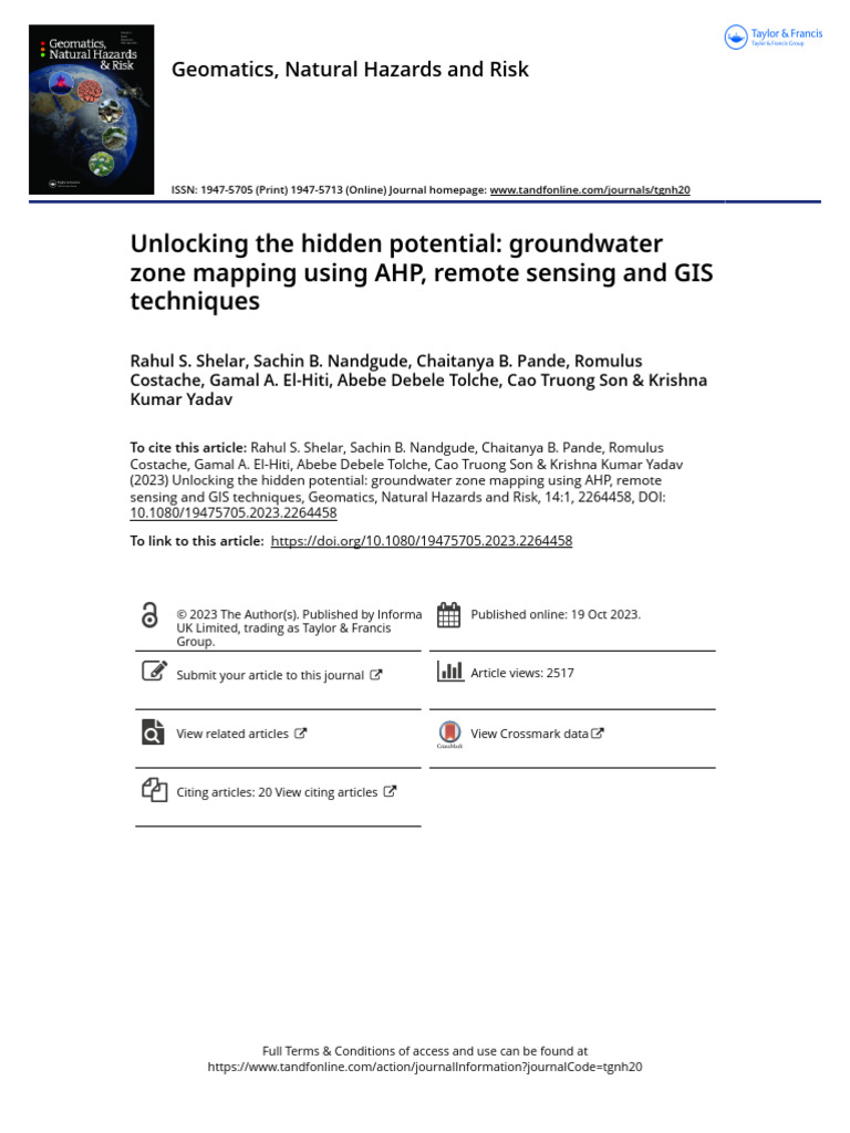 Unlocking The Hidden Potential Groundwater Zone Mapping Using AHP ...