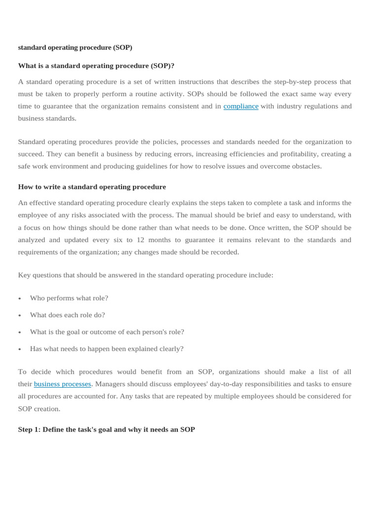 Writing Effective Standard Operating Procedures | PDF | Business ...