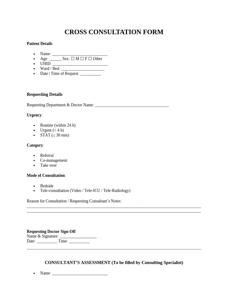Cross Consultation Request Form | PDF