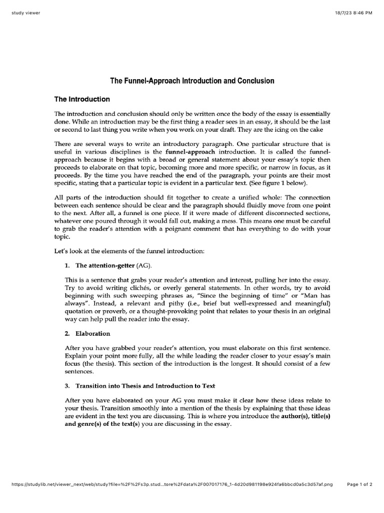 The Funnel-Approach Introduction and Conclusion | PDF