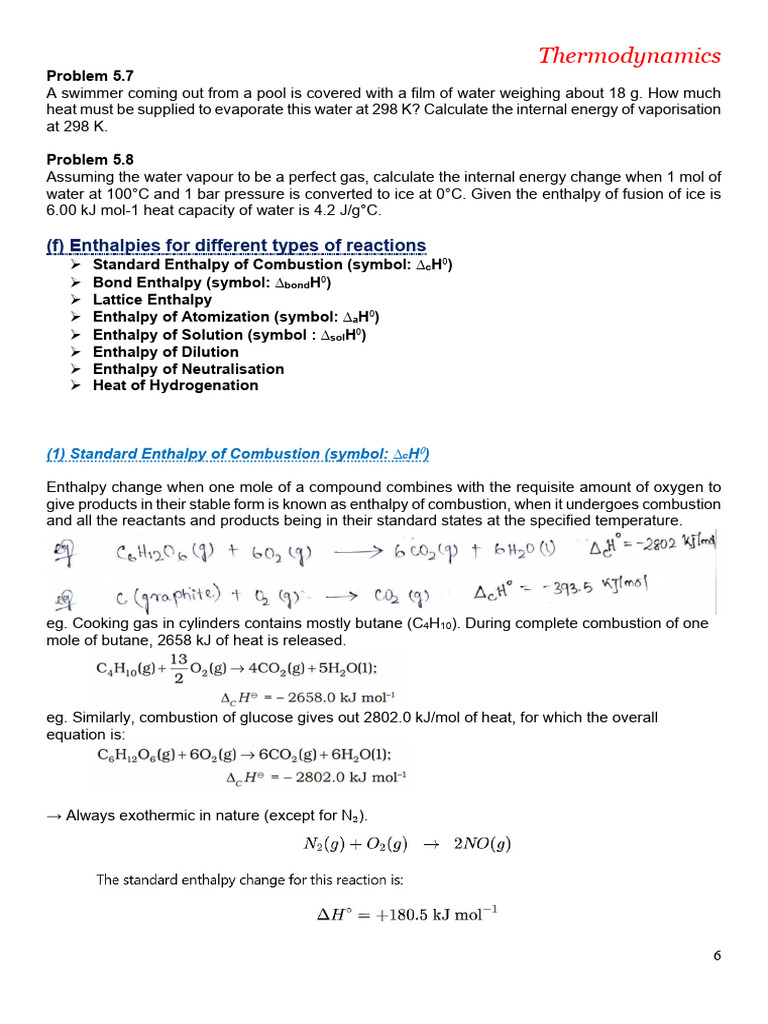 Thermodynamics: Enthalpy Calculations | PDF | Enthalpy | Chemical Bond