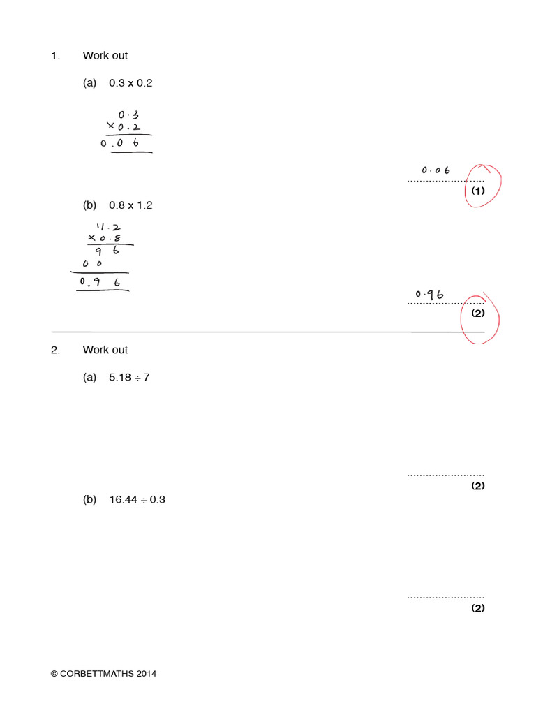 Multiplying and Dividing Decimals | PDF