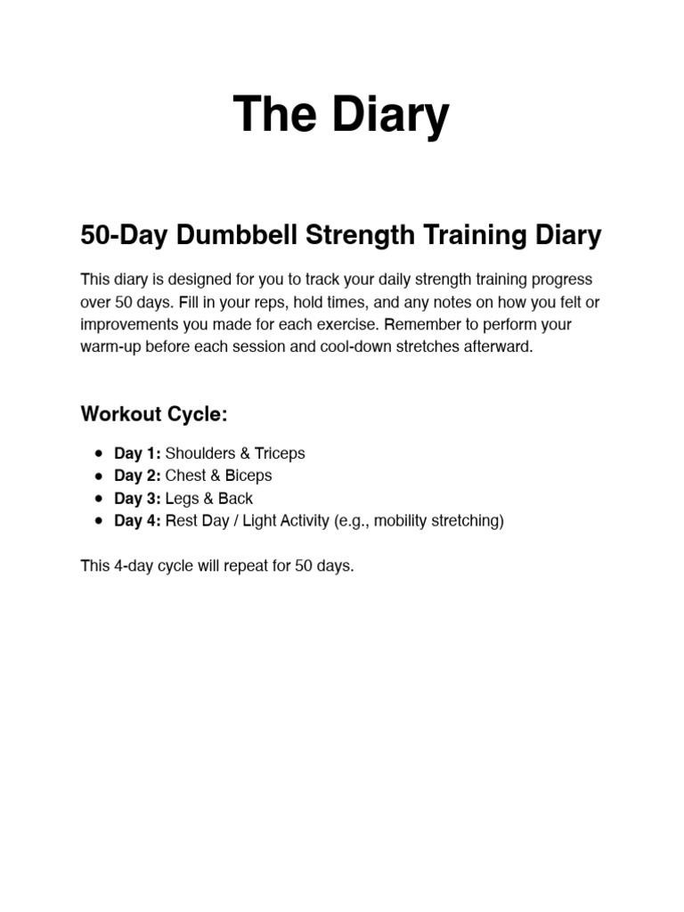 Dumbell Workouts - 50 Days Plan | PDF | Arm | Strength Training