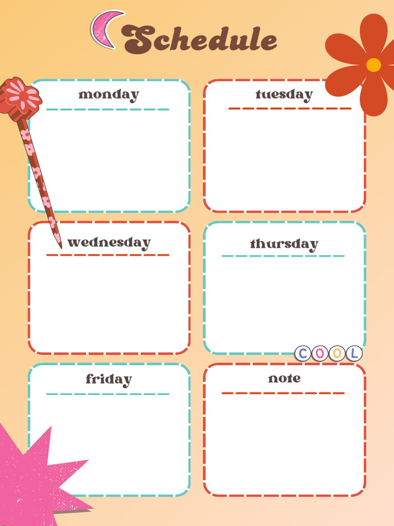 Orange Yellow Retro Class Schedule A4 | PDF