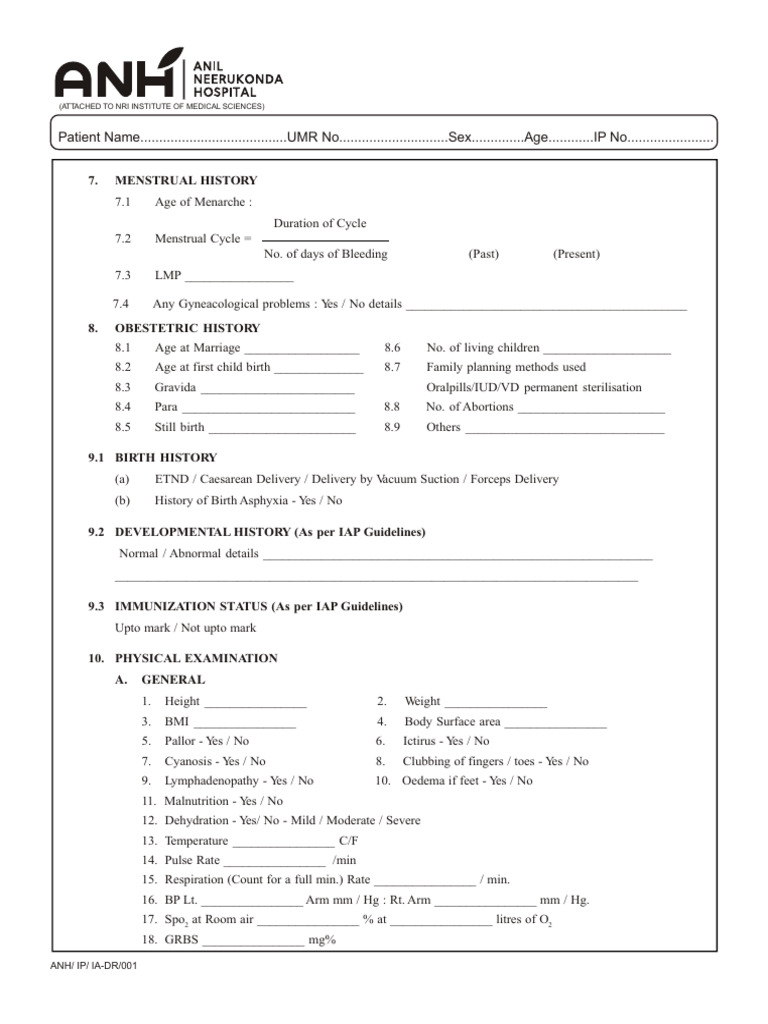 Doctor Initial Assessment Form | PDF | Medical Specialties
