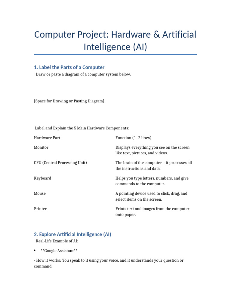 Computer Project Hardware and AI | PDF