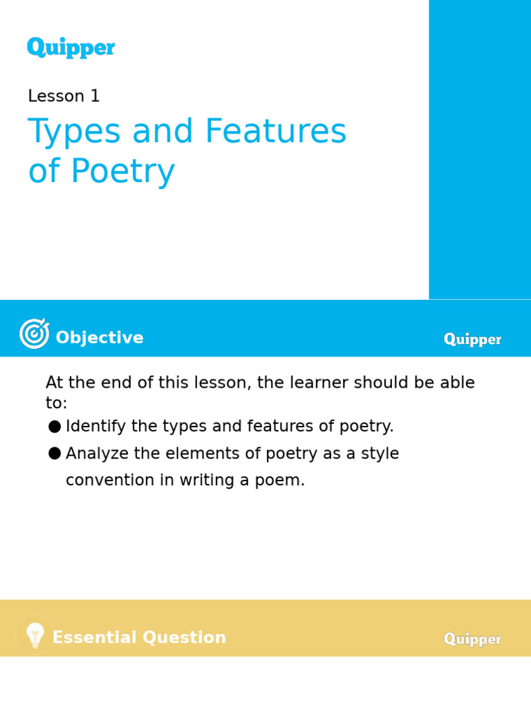 Types and Features of Poetry Explained | PDF | Poetry