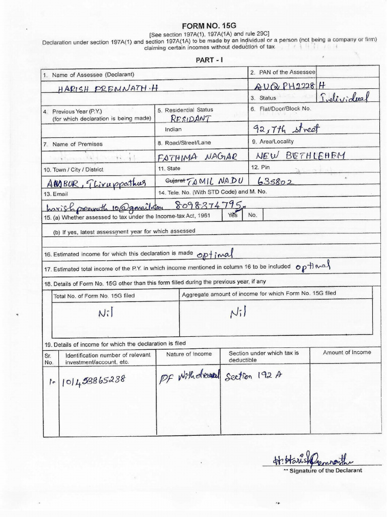 Form 15G | PDF