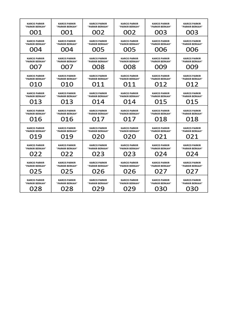 Desain dan Contoh Karcis Parkir | PDF