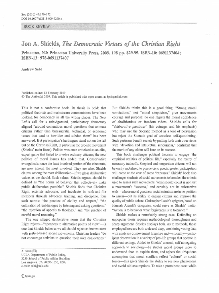 Review of Jon A Shields The Democratic V | PDF