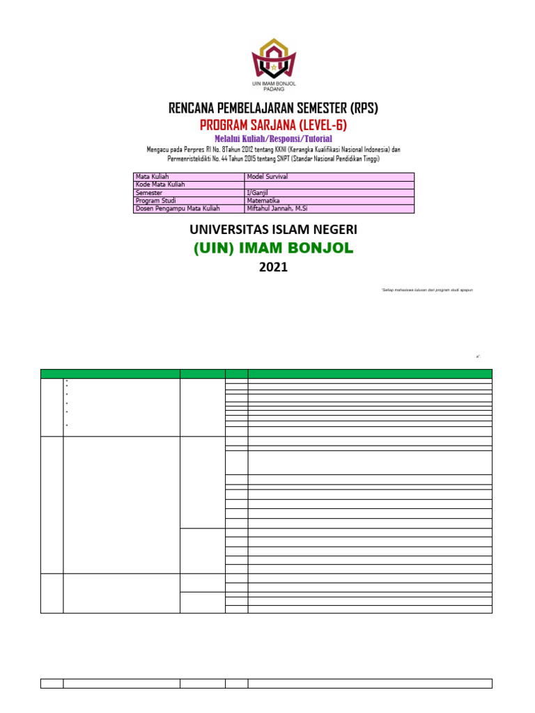 RPS Model Survival - Ilham Dangu Rianjaya | PDF