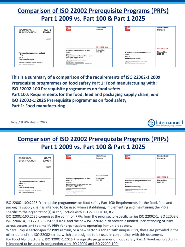 New ISO 22002 Change Summary Food Manufacturing | PDF | Waste | Food Safety