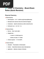 Class 12 Chemistry Short Notes | PDF