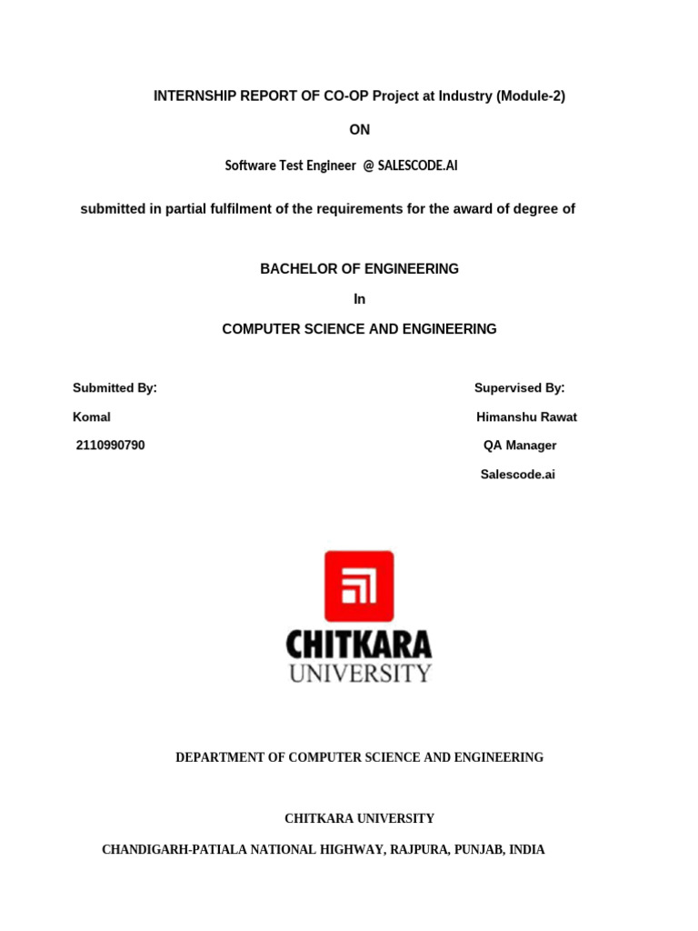 Internship Report: Software Test Engineer at Salescode.ai | PDF ...