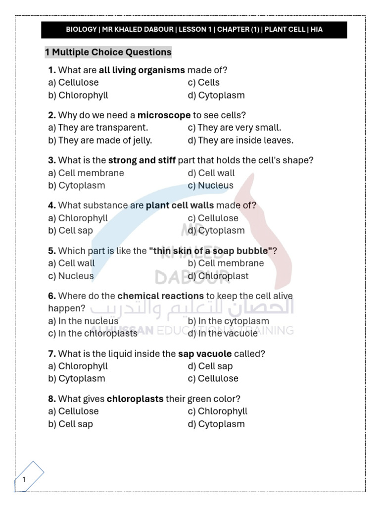 Grade 6 - Chapter 1 Lesson 1 | PDF | Cell (Biology) | Chloroplast