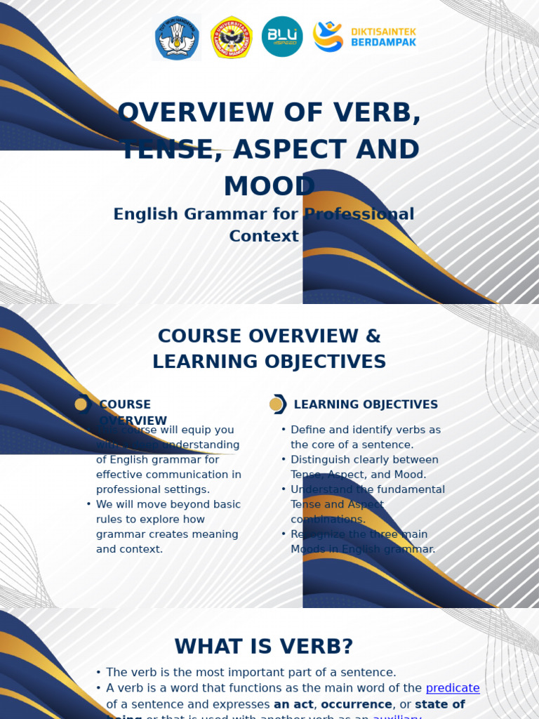 Verb, Tense, Aspect and Mood-Presentation | PDF | Verb | Grammatical Tense